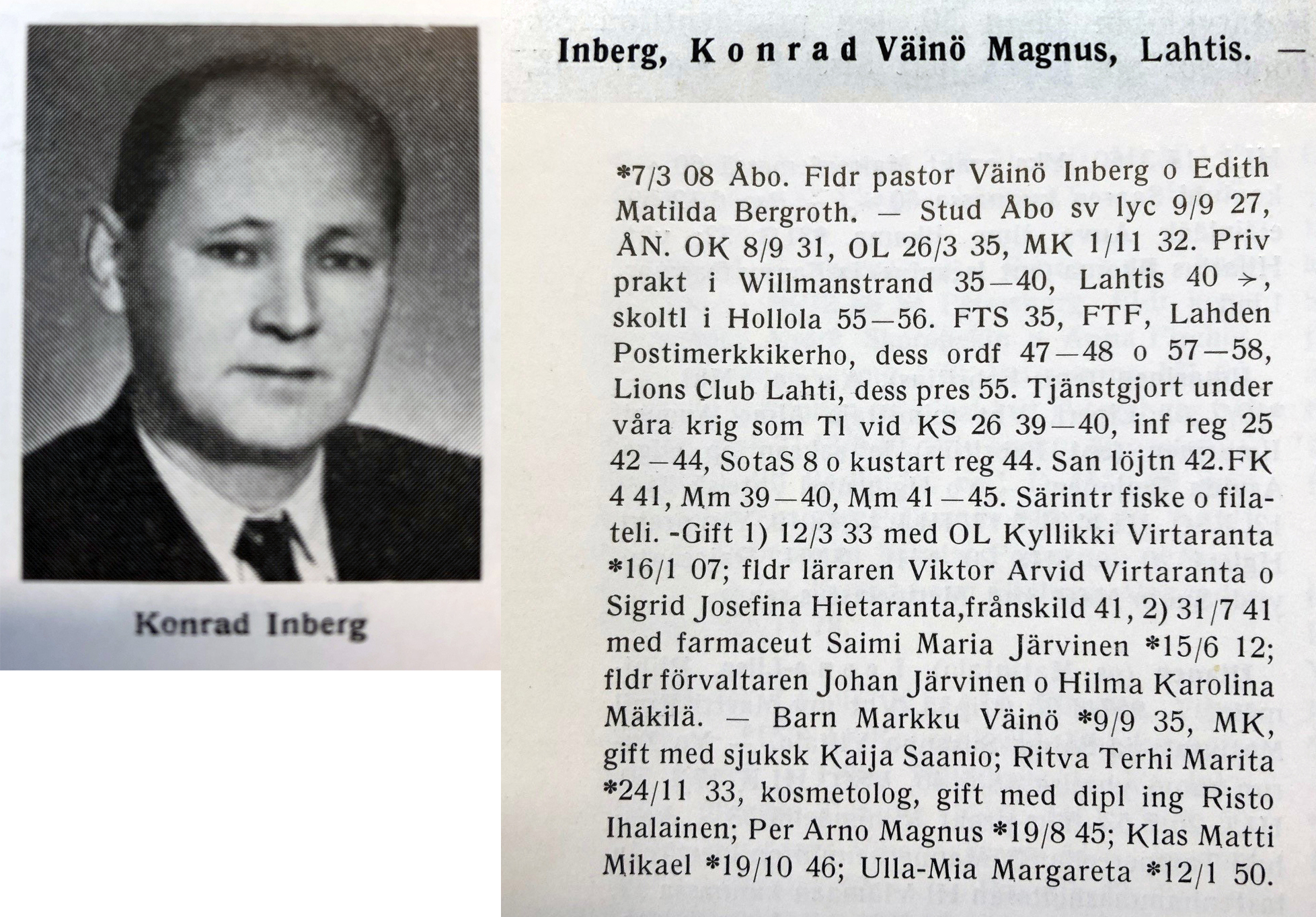 Konrad Inberg (1908–1975) ja Kyllikki Rönnquist (ent. Inberg, os ...